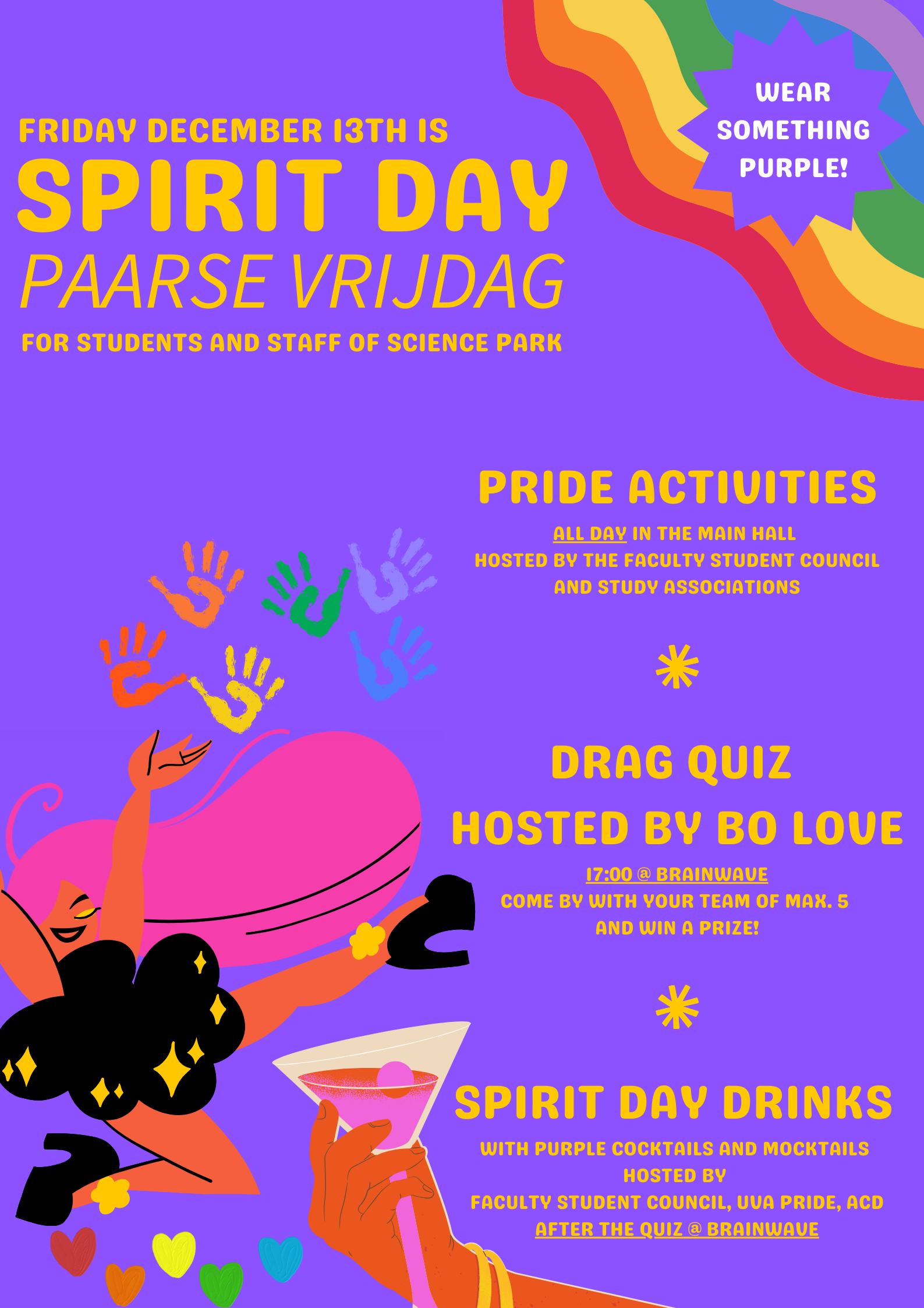 Come celebrate Spirit Day (Paarse vrijdag) at the Faculty of Science