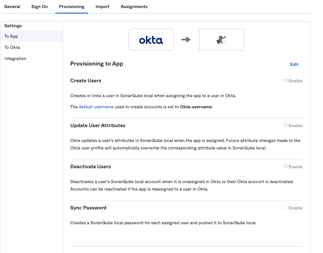 SCIM provisioning with Okta | SonarQube Server Documentation