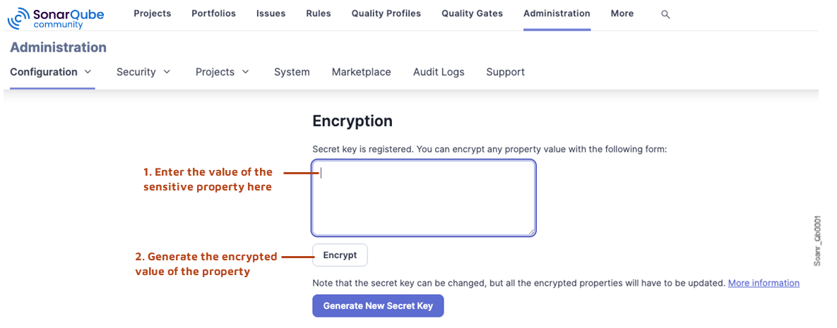 Encrypting Sensitive Settings Sonarqube Community Build Documentation