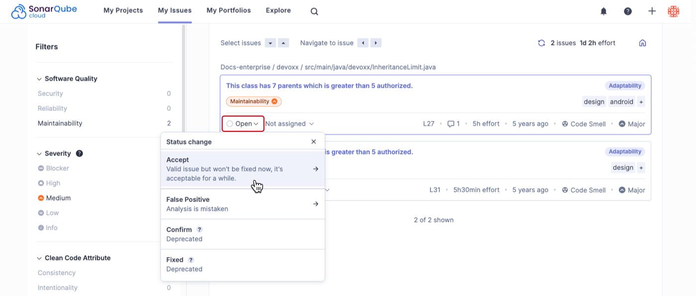 Editing issues | SonarQube Cloud Documentation