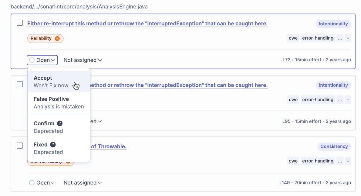 Editing issues | SonarQube Community Build Documentation