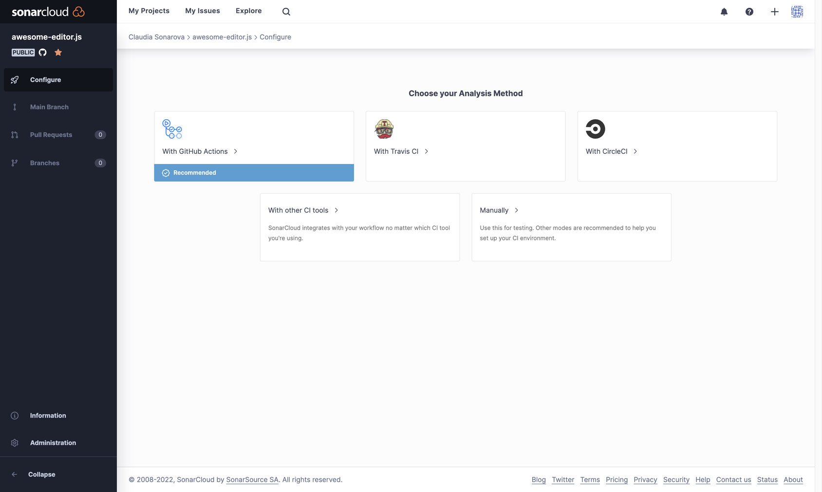 Github Sonarcloud Docs