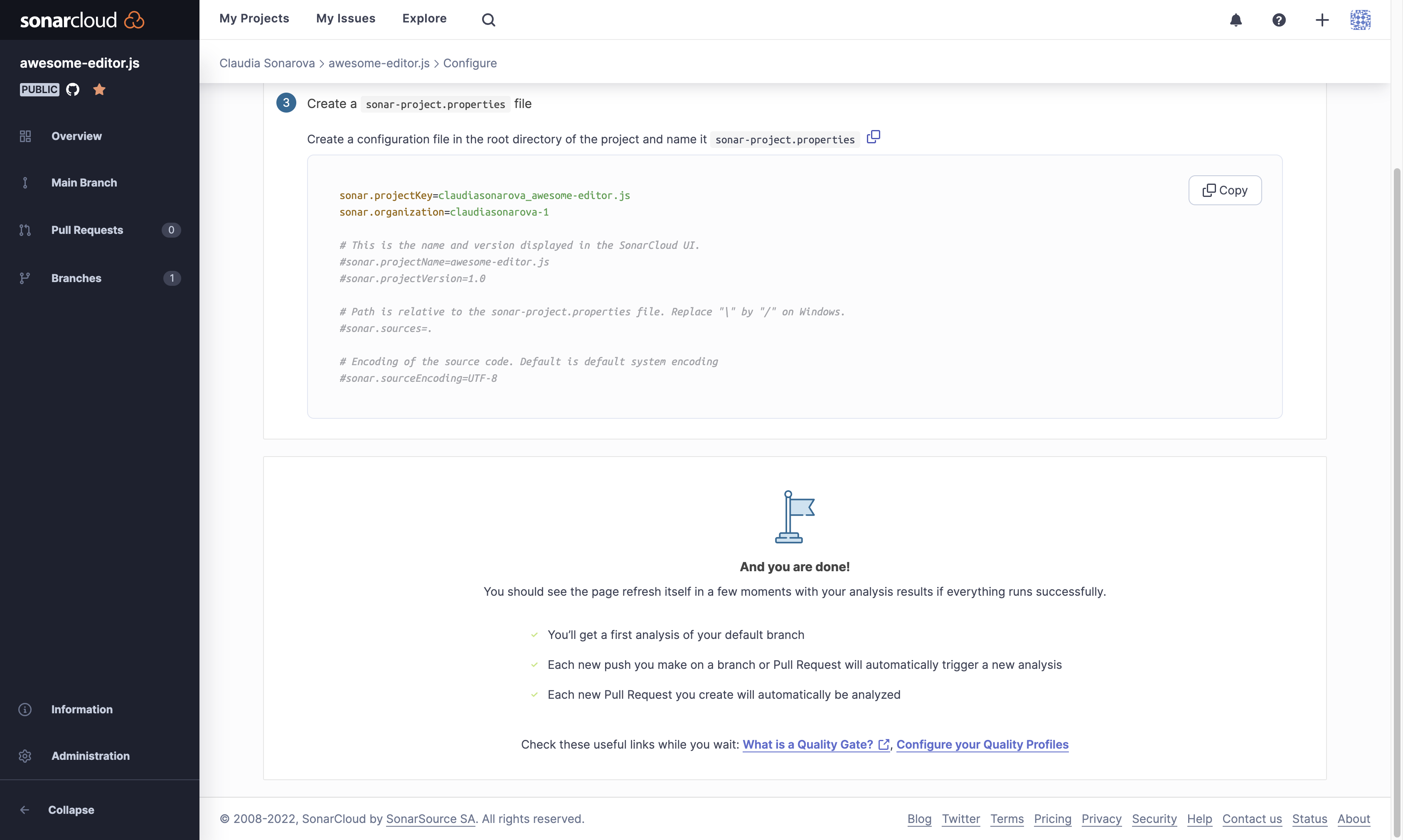 Github Sonarcloud Docs