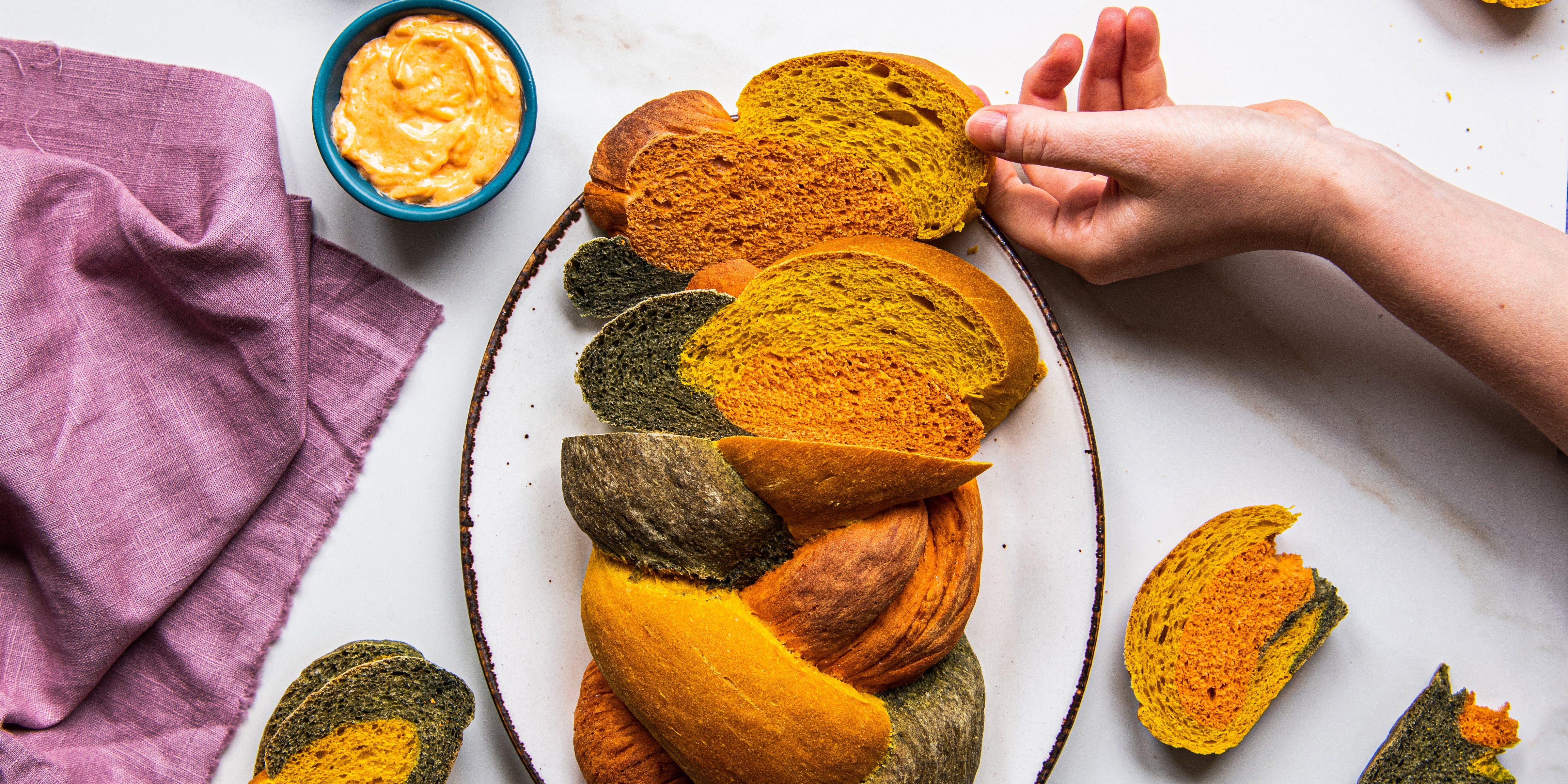 Tri colour plaited bread recipe | Baking Mad