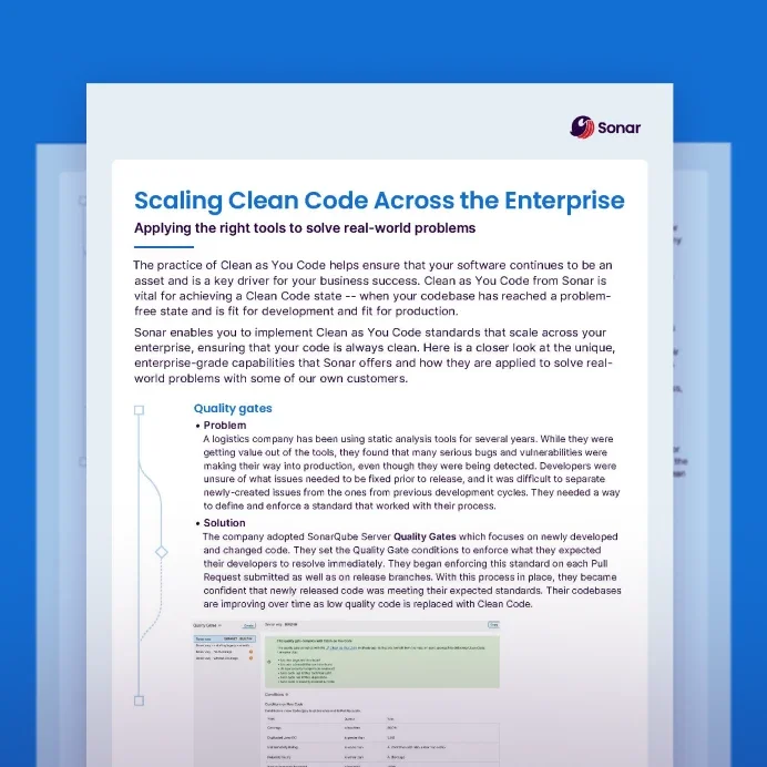 Resources | Solution Brief | Scaling Clean Code Across the Enterprise | Sonar