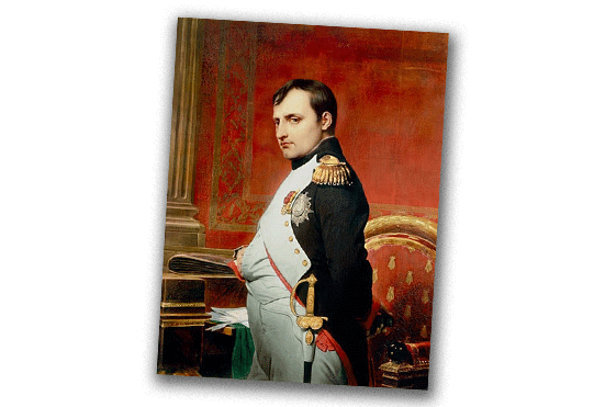 A painting of Napoleon nods