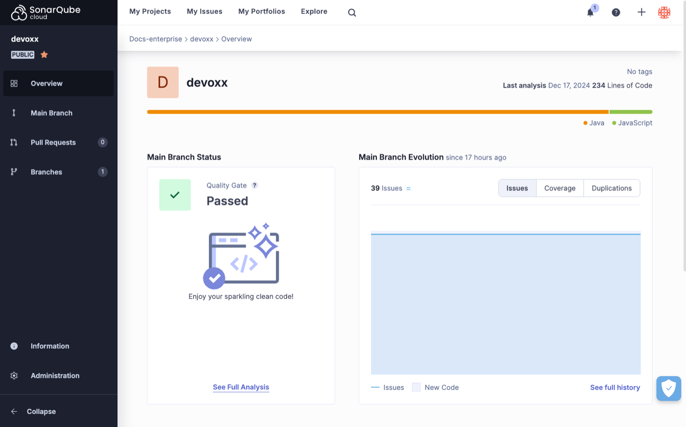 Main branch analysis | SonarQube Cloud Documentation