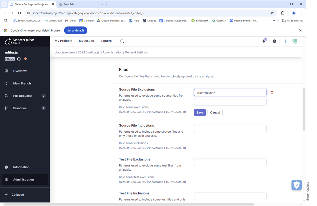 Excluding files based on path-matching patterns | SonarQube Cloud Documentation