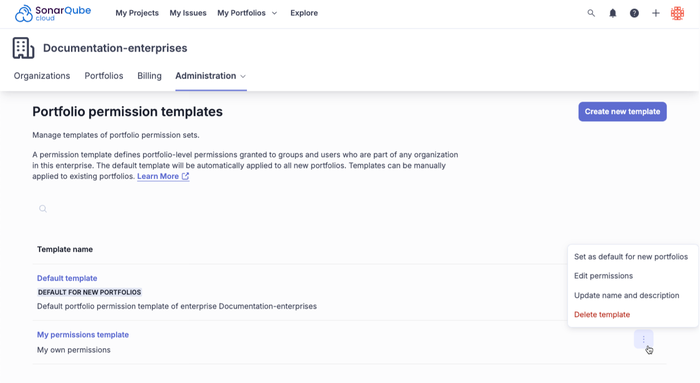 Administering portfolios | SonarQube Cloud Documentation