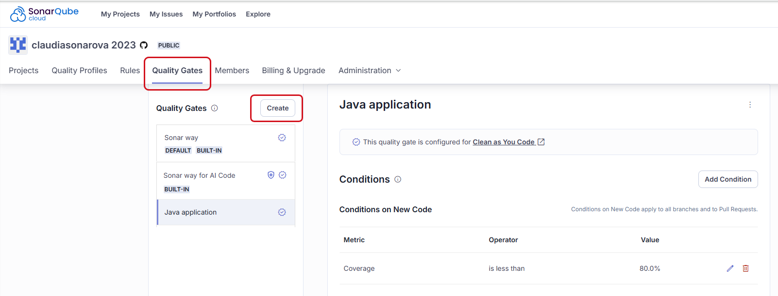 Managing custom quality gates | SonarQube Cloud Documentation