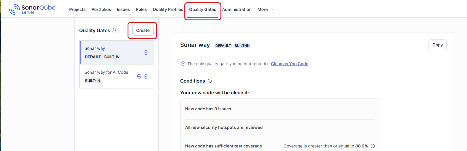 Managing custom quality gates | SonarQube Server Documentation