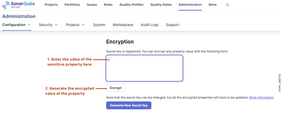 Encrypting sensitive settings | SonarQube Server Documentation