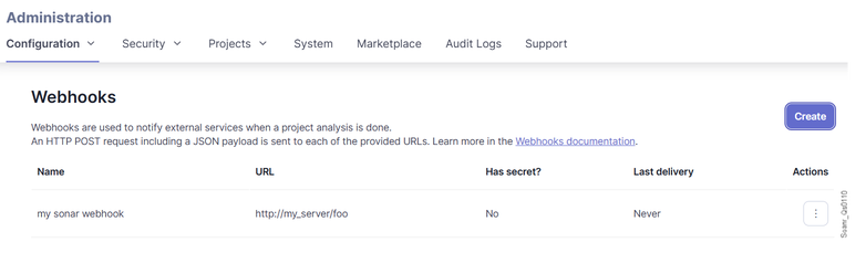 Webhooks | SonarQube Server Documentation