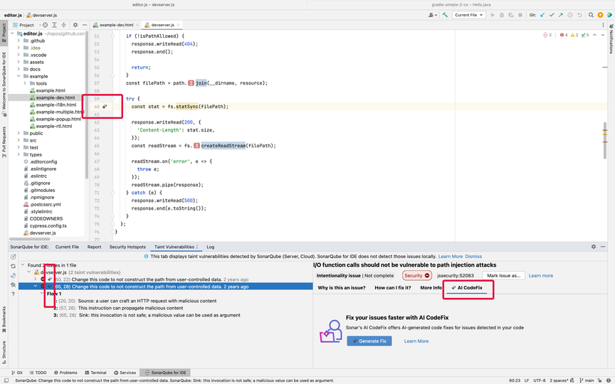 AI CodeFix | SonarQube for VS Code Documentation