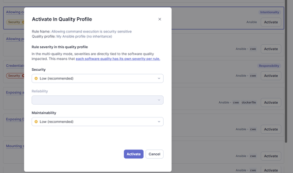 Editing quality profiles | SonarQube Community Build Documentation