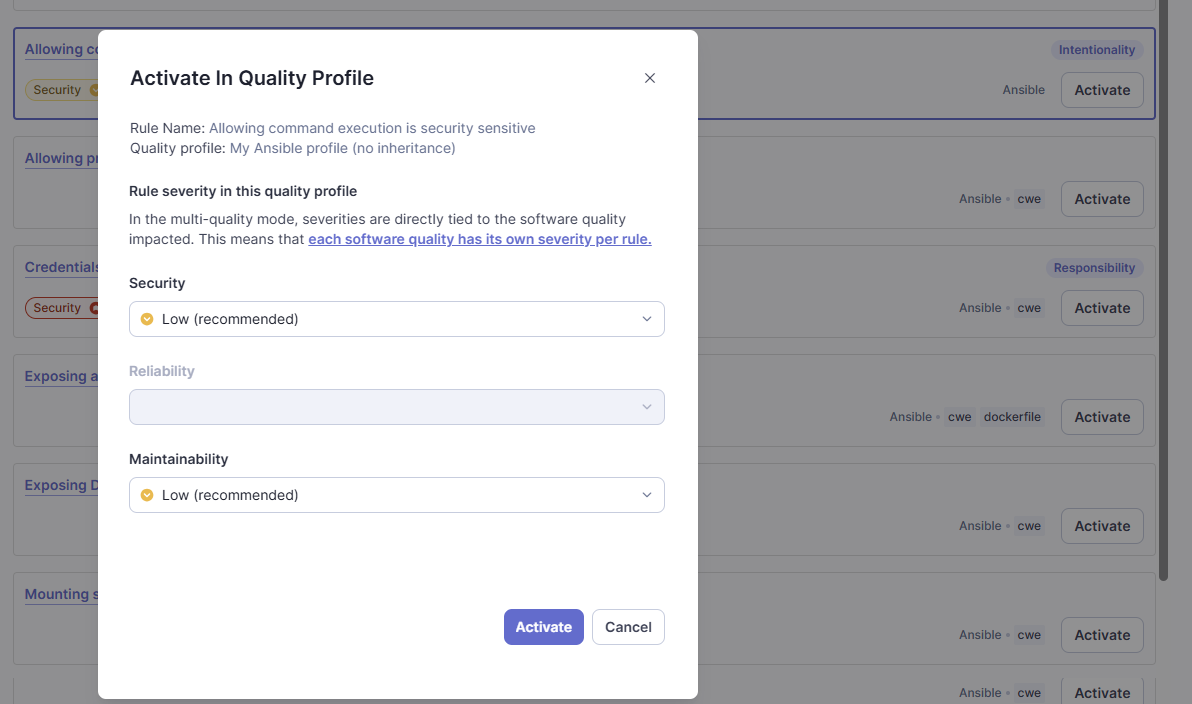 Editing quality profiles | SonarQube Community Build Documentation