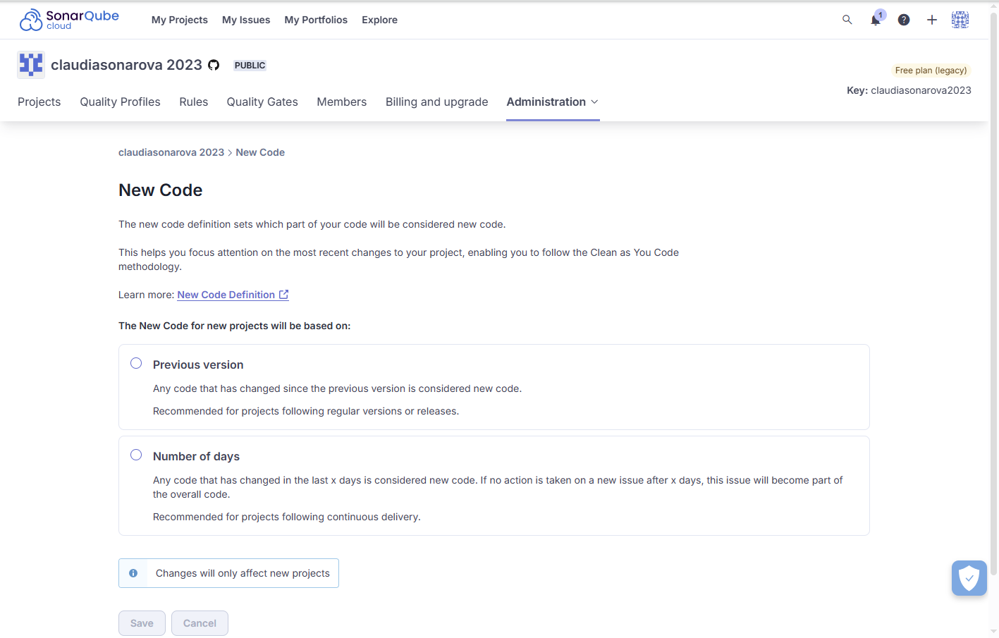 New code definition at the organization level | SonarQube Cloud Documentation