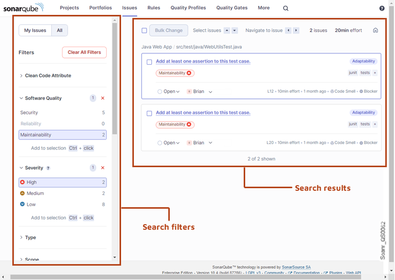 Reviewing issues & SonarQube