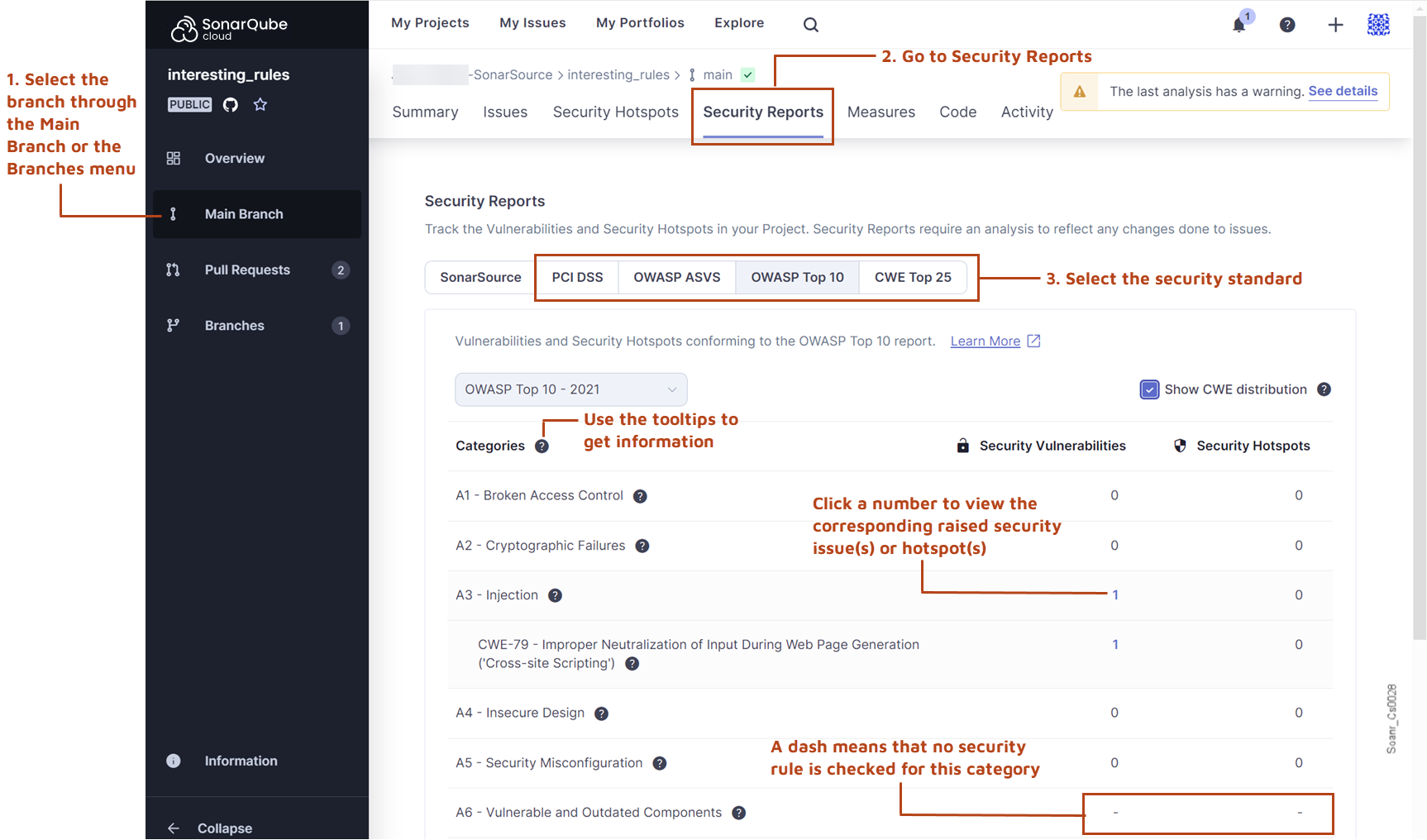 Project security reports | SonarQube Cloud Documentation