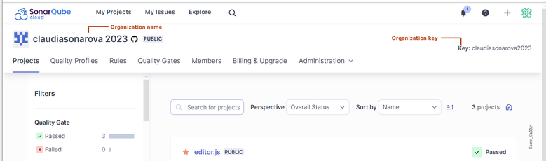 Retrieving and viewing your organizations | SonarQube Cloud Documentation