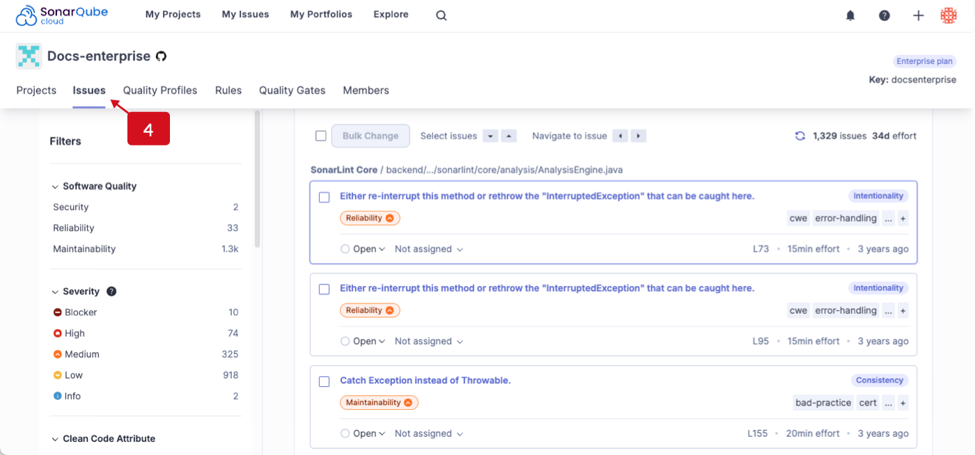 Retrieving issues | SonarQube Cloud Documentation