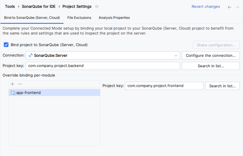 Connected Mode setup - SonarQube for IDE Documentation - IntelliJ