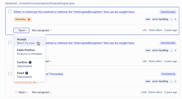 Editing issues | SonarQube Community Build Documentation