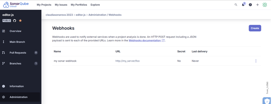 Webhooks | SonarQube Cloud Documentation