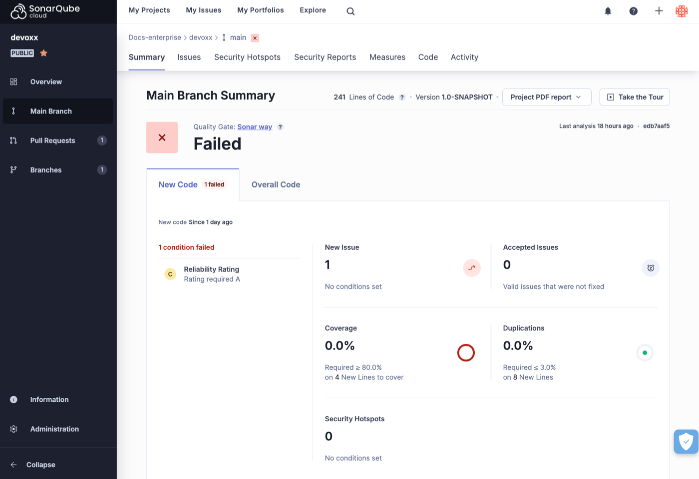 Main branch analysis | SonarQube Cloud Documentation