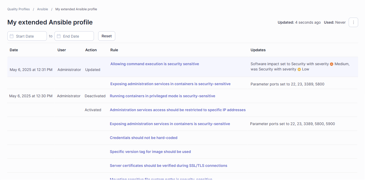 Viewing the quality profiles | SonarQube Community Build Documentation