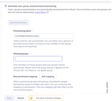 Managing GitLab automatic provisioning | SonarQube Server Documentation