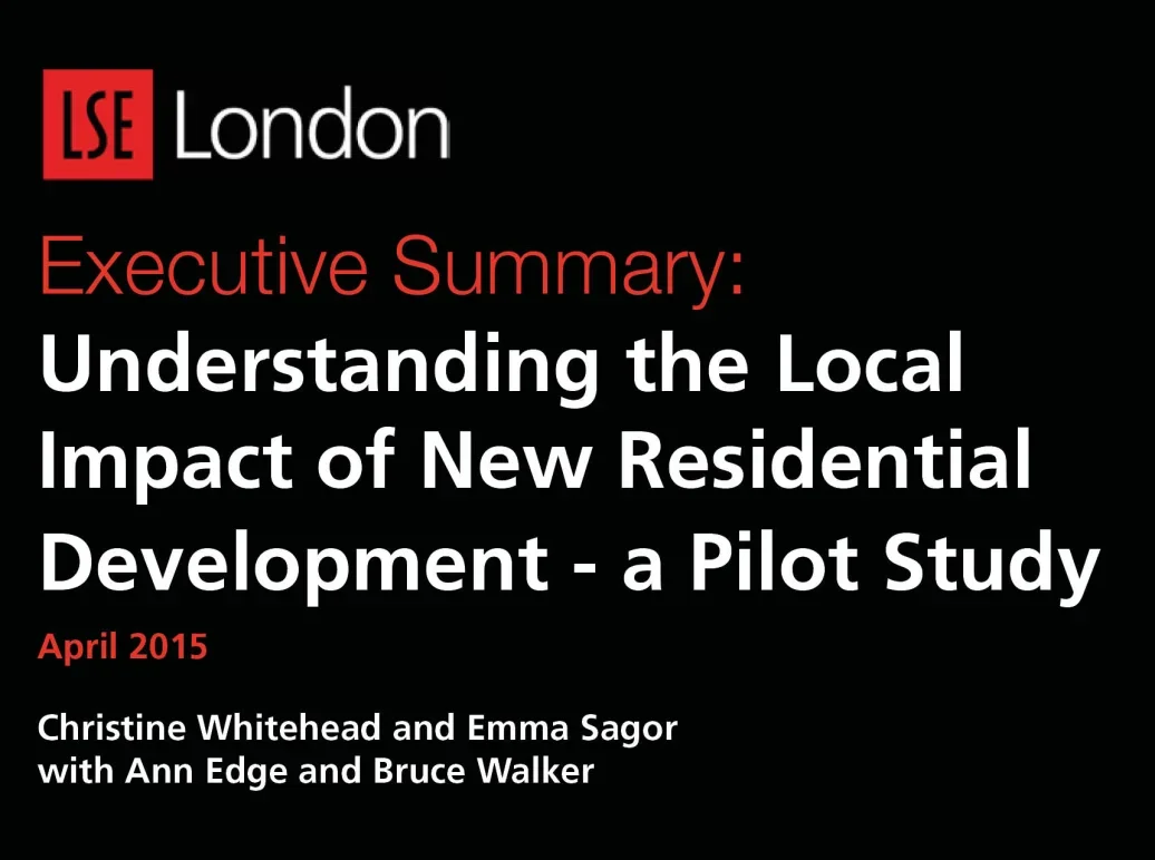 Understanding the local impact of new residential development: a pilot ...