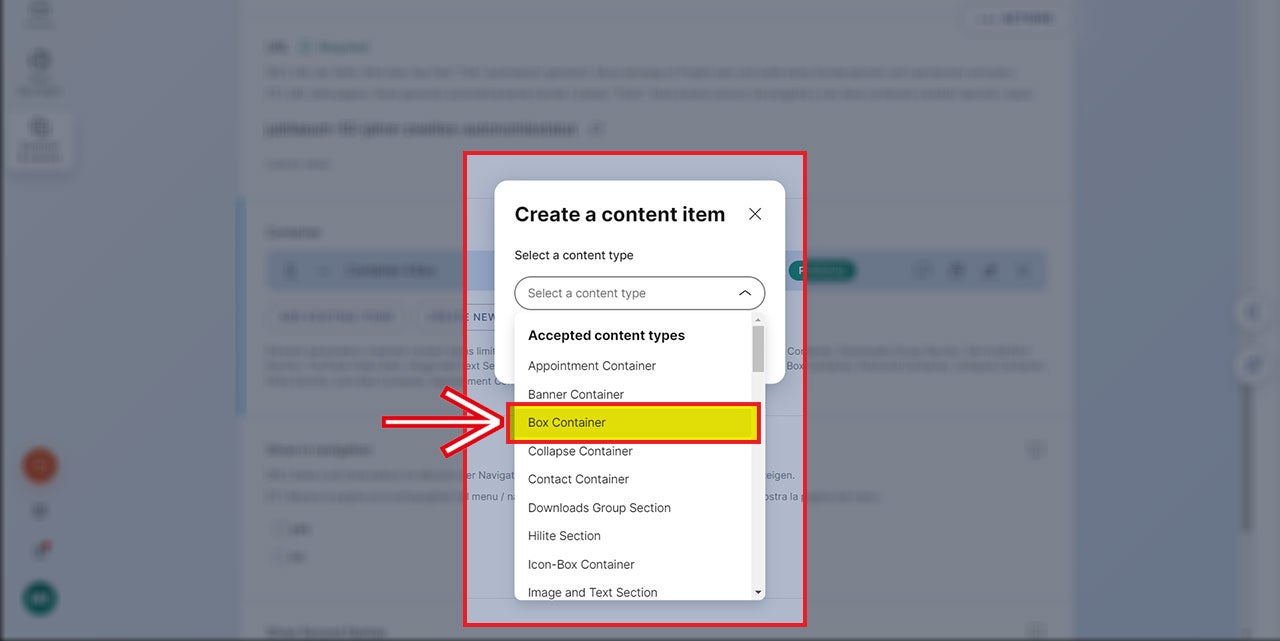 Box Container e Box Item