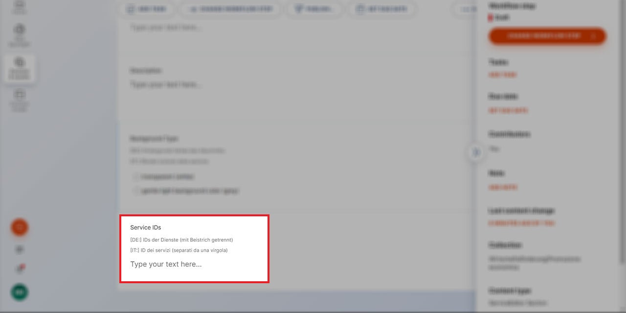 ServiceEditor Section
