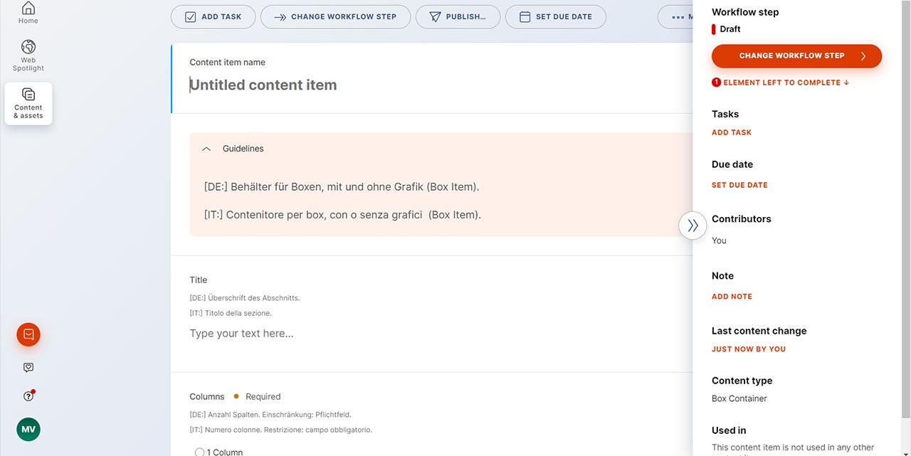 Box Container e Box Item
