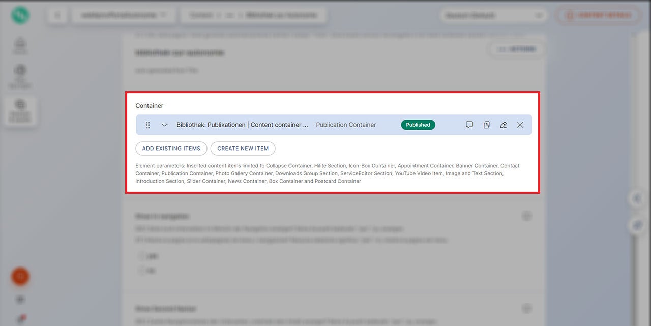 Publication Container e Item