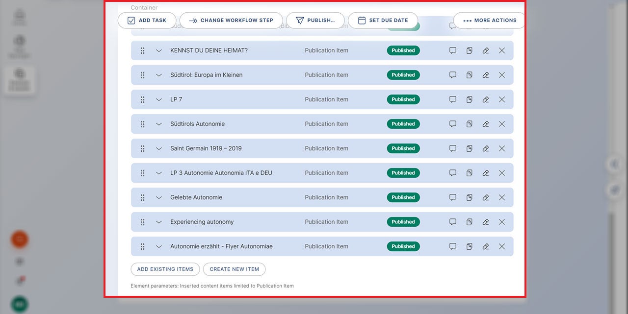 Publication Container e Item