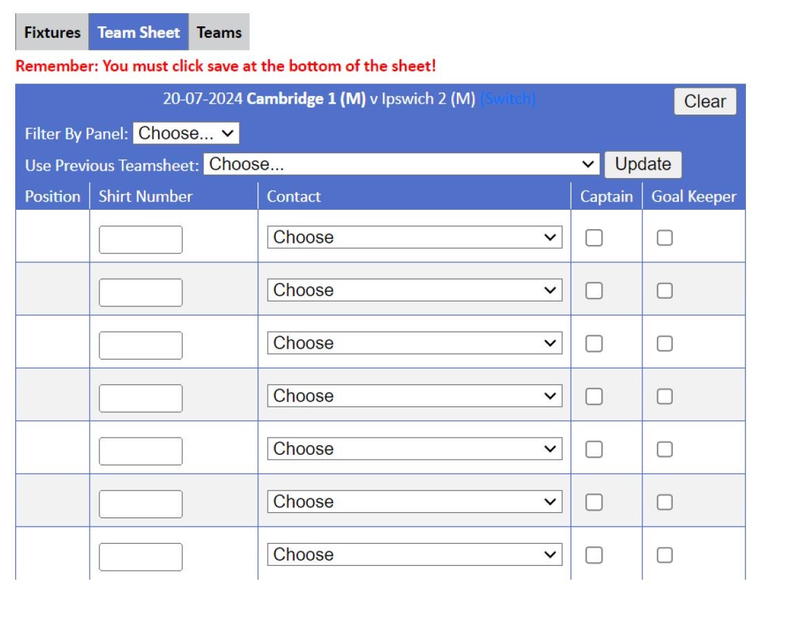 Updated Match Sheet Completion Guidance | East Hockey