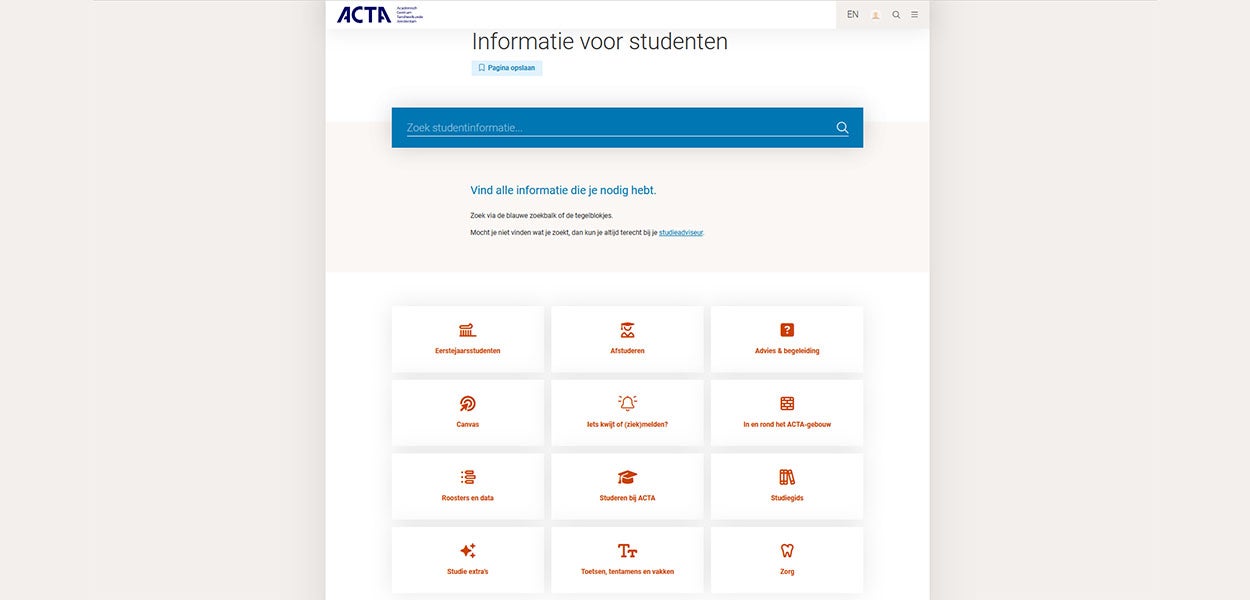 Update ACTA.nl: verdere verbeteringen en uitbreiding voor studenten ...